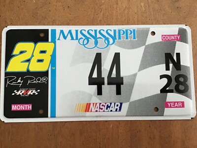 2000 Mississippi NASCAR License Plate Tag specialty 44 Ricky Rudd 28 | eBay