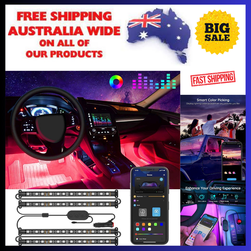 Govee Interior Car Lights | LED Strip Light | 4 x 48 LED APP Controller ...