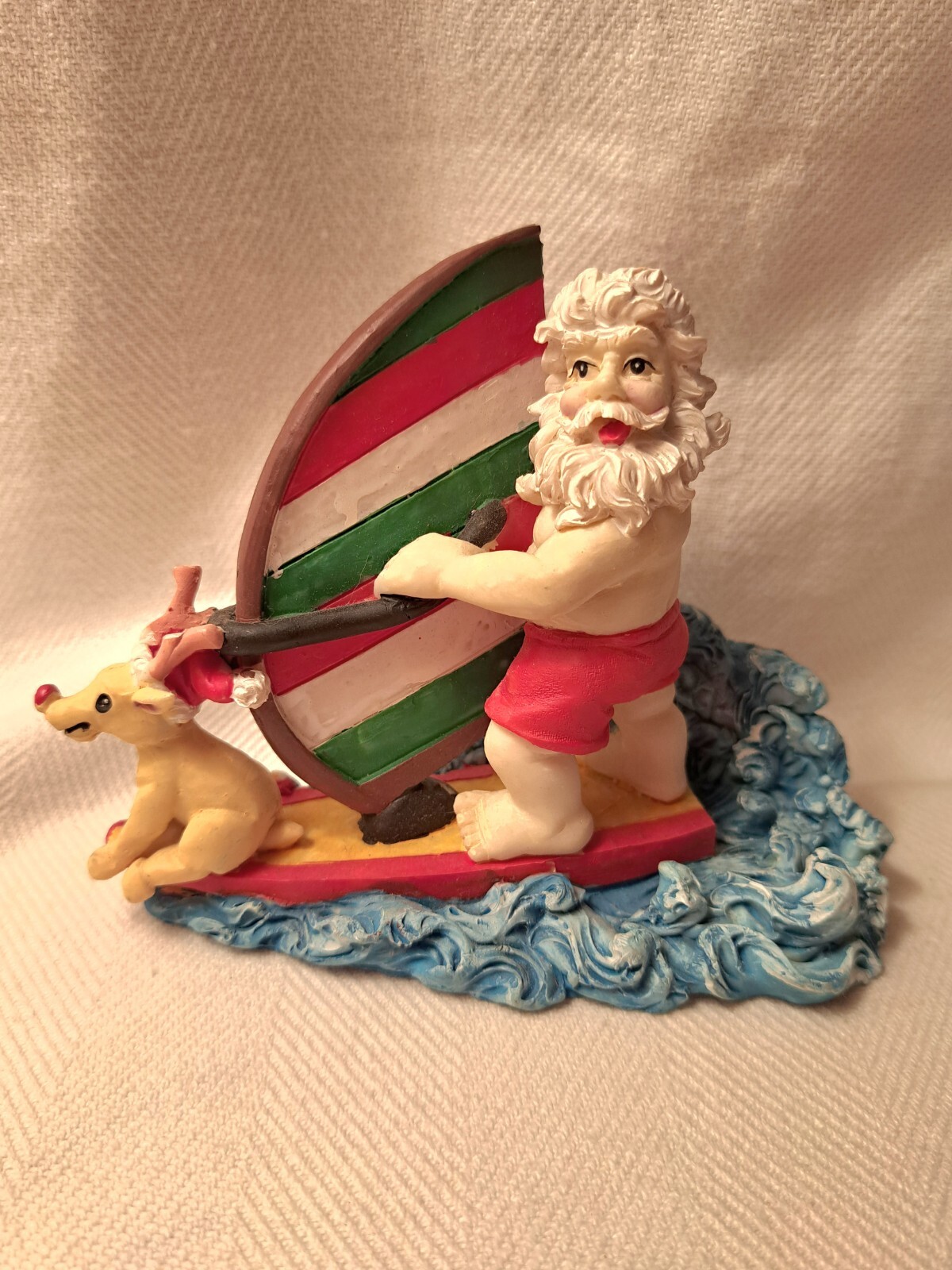 Santa on Vacation Figurine Windsurfing in Bathing Suit Seaside Santa ...