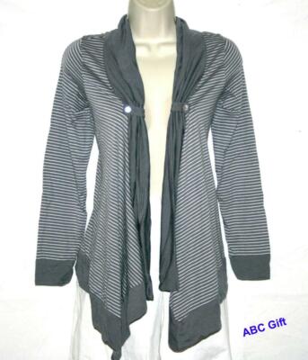 Debbie Morgan Womens Cardigan Grey Striped Lightweight Open Wrap Top ...