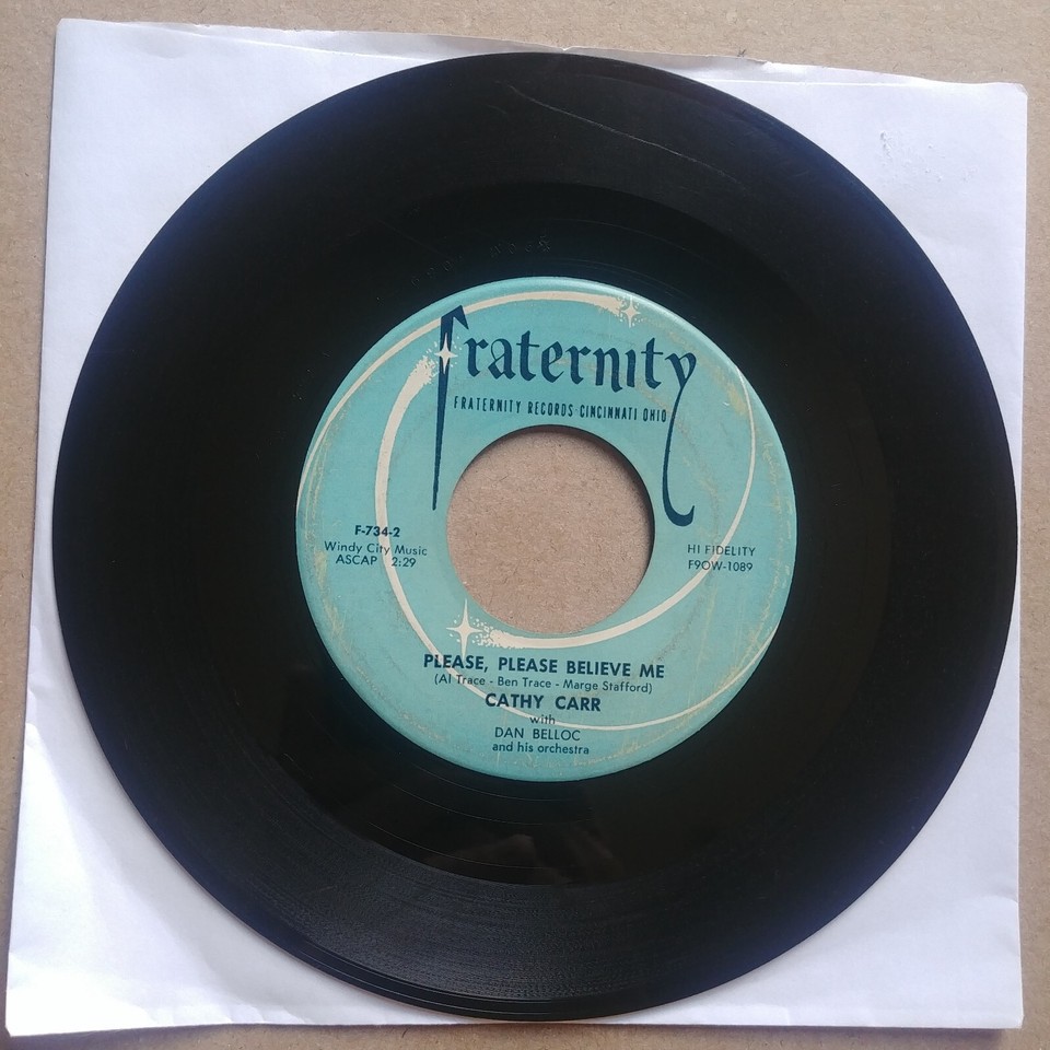 CATHY CARR Ivory Tower 45 7" POP 1955 Record Vinyl Fraternity Records ...