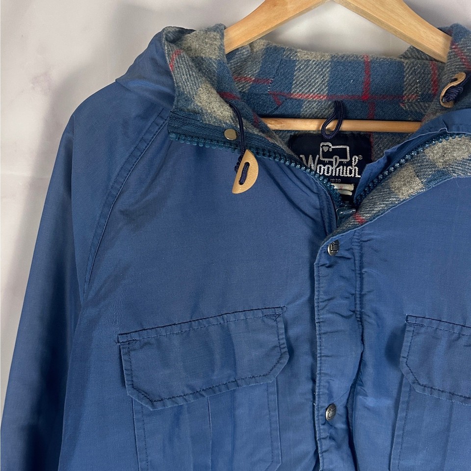 Vintage Woolrich Coat Blue Jacket Parka Size M USA Made Lined 80s 90s ...