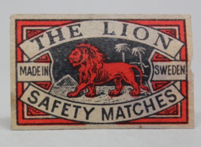 Antique Old MATCHBOX LABEL THE LION Made in SWEDEN/ Safety Matches | eBay