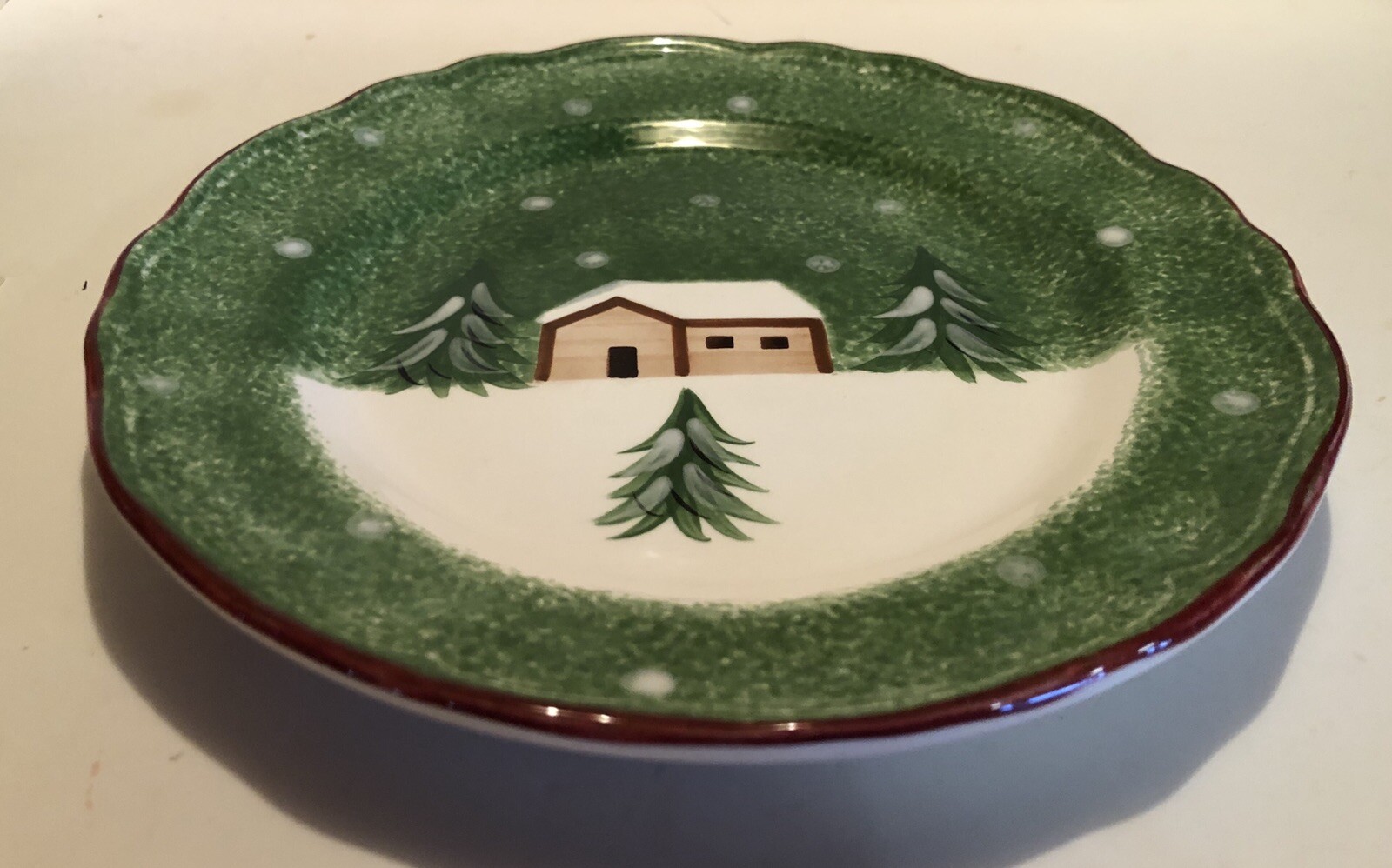 The Cellar 2001 LOG CABIN CHRISTMAS Salad Plate 8 1/4” | eBay