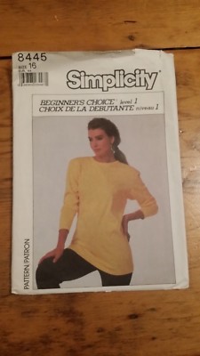 VINTAGE SIMPLICITY LADIES PULLOVER TOP PATTERN 8445 SIZE 16 FREE ...