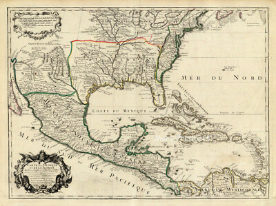 New World Spanish Colonies North America 1708 Vintage Style Map 24x32 ...
