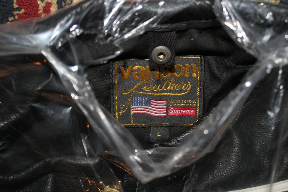 NEW Supreme 2017 Vanson Black Men Leather Skeleton Bones Motorcycle ...