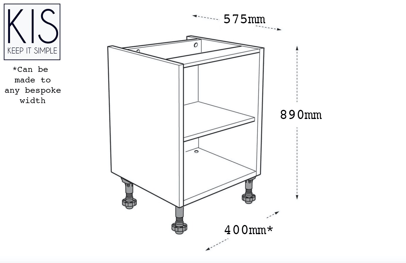 SOLID WOOD Kitchen Base Carcass Units - Bespoke Sizes Available 400mm ...