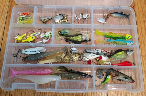 Plano Tackle Box Full Fishing Lures Jigs Swim Baits Spinners Spoons ...