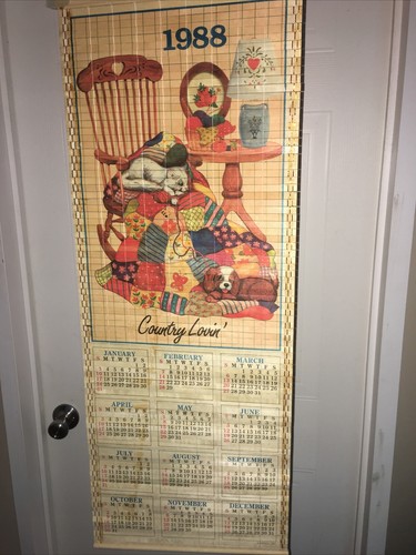 1988 Reversible Wooden Wall Scroll Calender | eBay