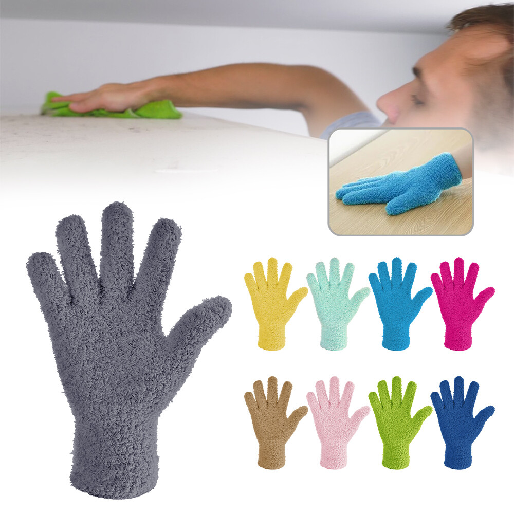 Fleece Car Windows Microfiber Dusting Cleaning Removal Glove Housework ...