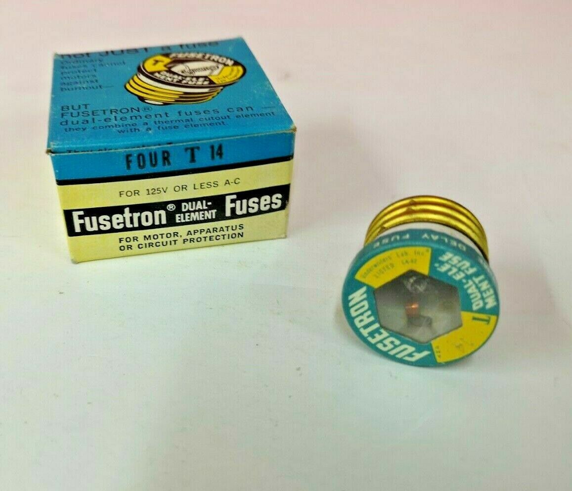 T14 FUSETRON Plug Fuse BUSS Bussmann Dual Element SCREW TIME DELAY 125V ...