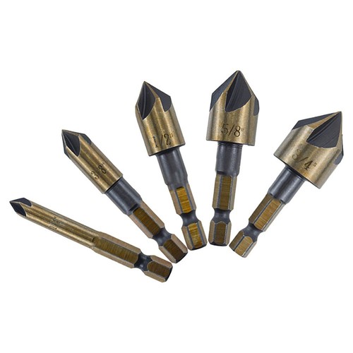 Lot de 5 coupe-fl?tes chanfrein professionnel pour obtenir des trous ...