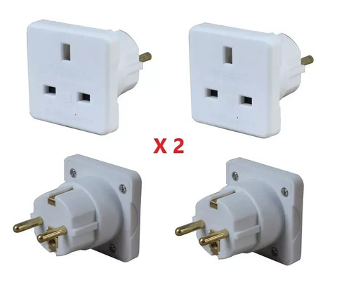 2 x UK To EU Euro Europe European Travel Adaptor Plug 2 Pin Adapter CE ...