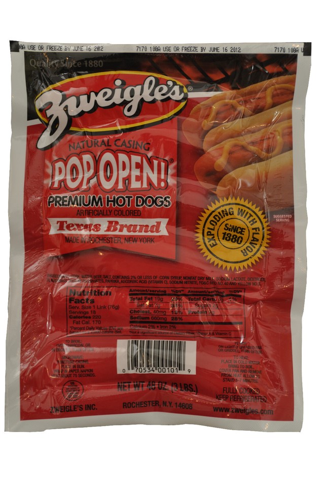 Zweigle's Natural Casing Pop Open Hot Dogs 4 lbs Red & 4 lbs White ...