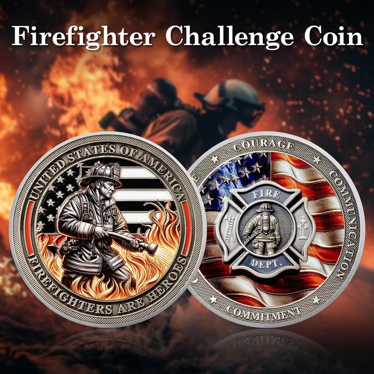 Collector Medallion Coin Firefighters Challenge Coin - First Responder ...