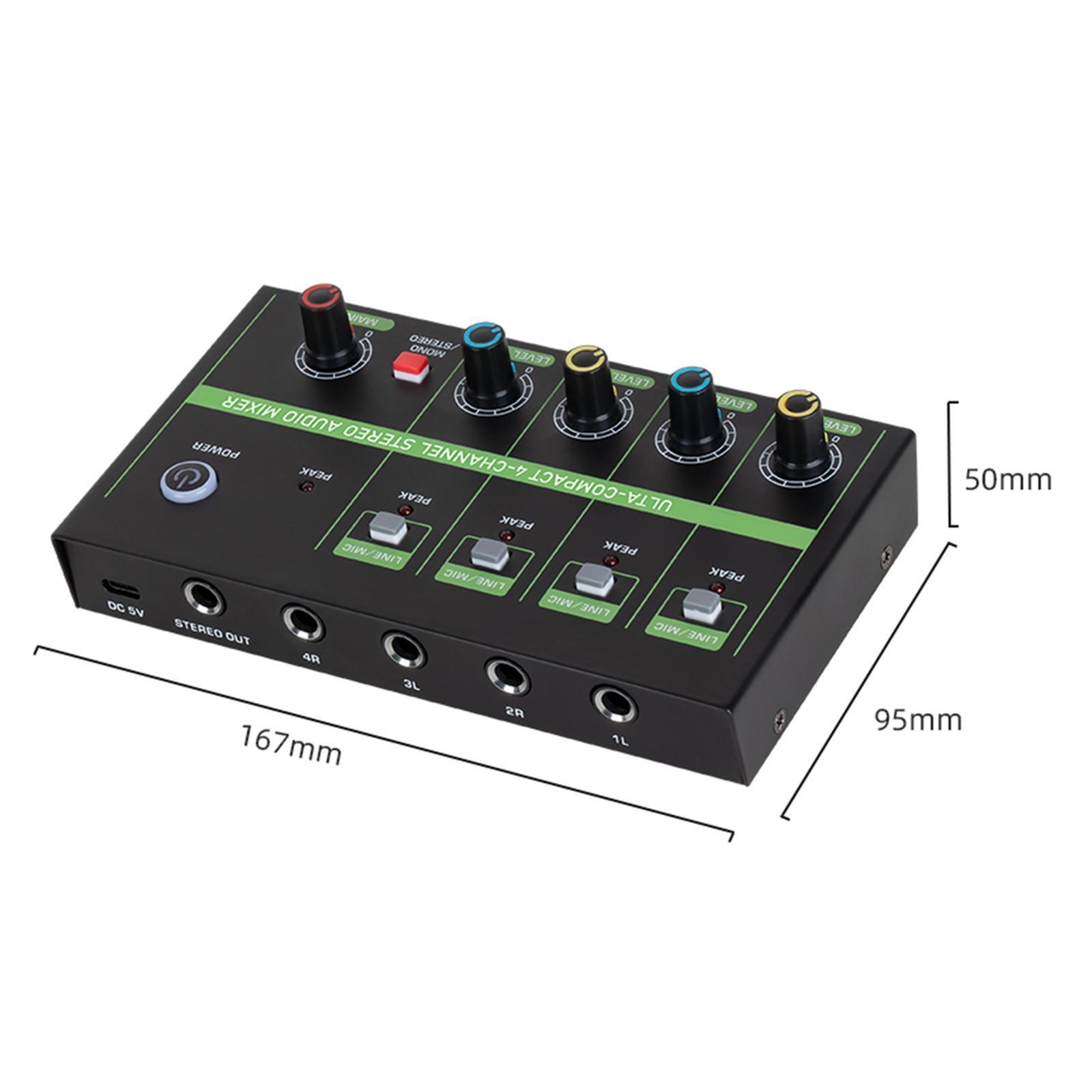 Mini Audio Mixer 4 Channel Small Mixer Speaker for Studio Karaoke Bars ...