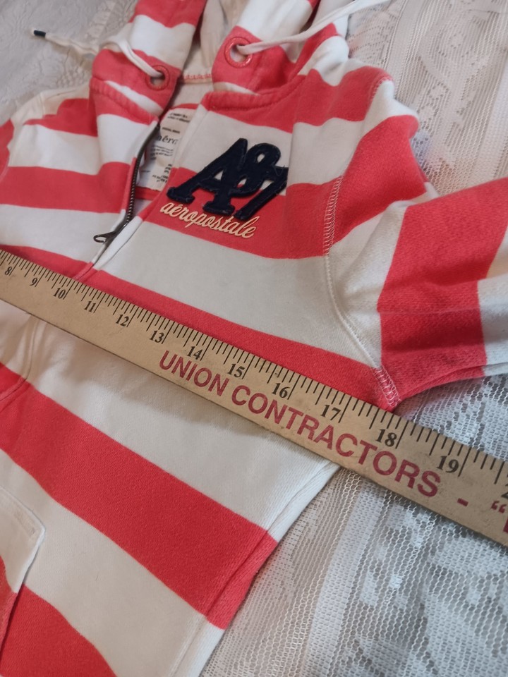 Aeropostale Zip Up Embroidery Logo Hoodie 87 Aero Pattern Womens Sz M ...