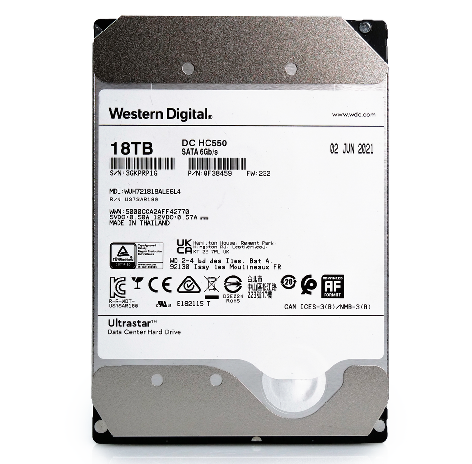 WD Ultrastar DC HC550 18TB 7.2K RPM SATA 6Gb/s 3.5" HDD WUH721818ALE6L4 ...