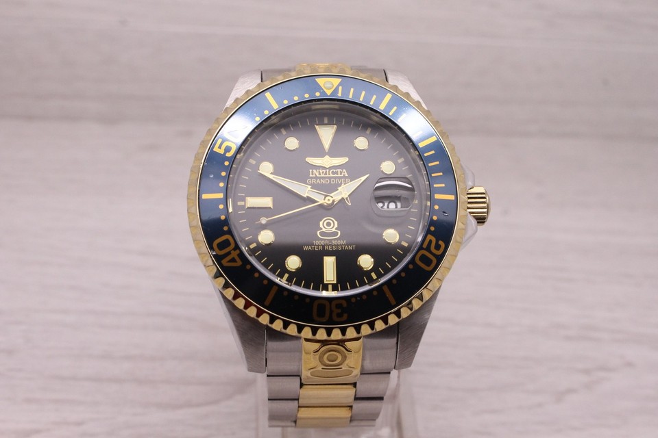 Invicta Mens Grand Diver Watch 300m Two Tone Stainless Steel Date ...