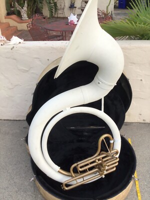 Vintage SOUSAPHONE 3 VALVE TUBA Huge Horn Musical Instrument White ...