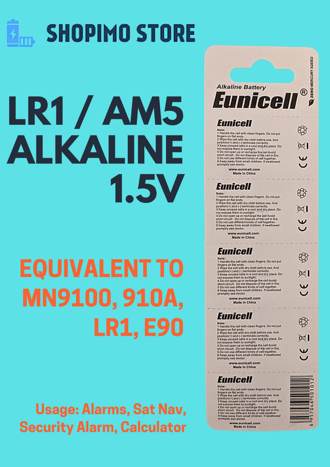 3 x MN9100 Alkaline 1.5V Clock Alarm Fob Calculator Batteries LR1 Cells ...