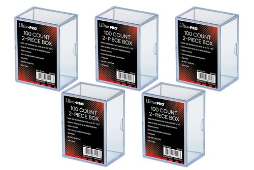 NEW 5-PACK Ultra Pro 100 Count 2-Piece Card Storage Box Case Sports ...