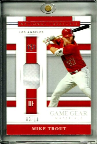 MIKE TROUT 2020 NATIONAL TREASURES GAME GEAR MATERIALS SSP D# 03/10 ...