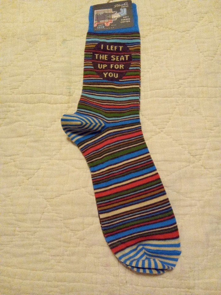 Blue Q Socks I Left the Seat Up For You Men's Size 7-12 Multi Stripe ...
