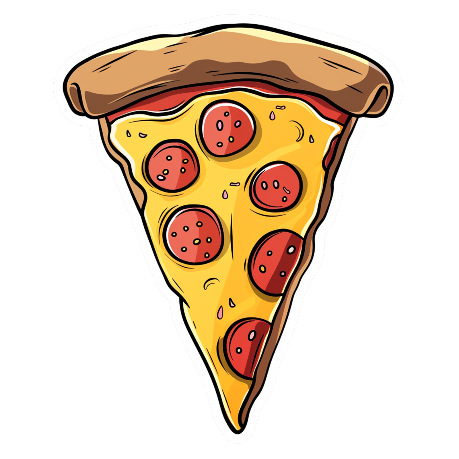 Cute Pizza Sticker 4" Food Party Snack Lover Art Happy Face Pepperoni ...