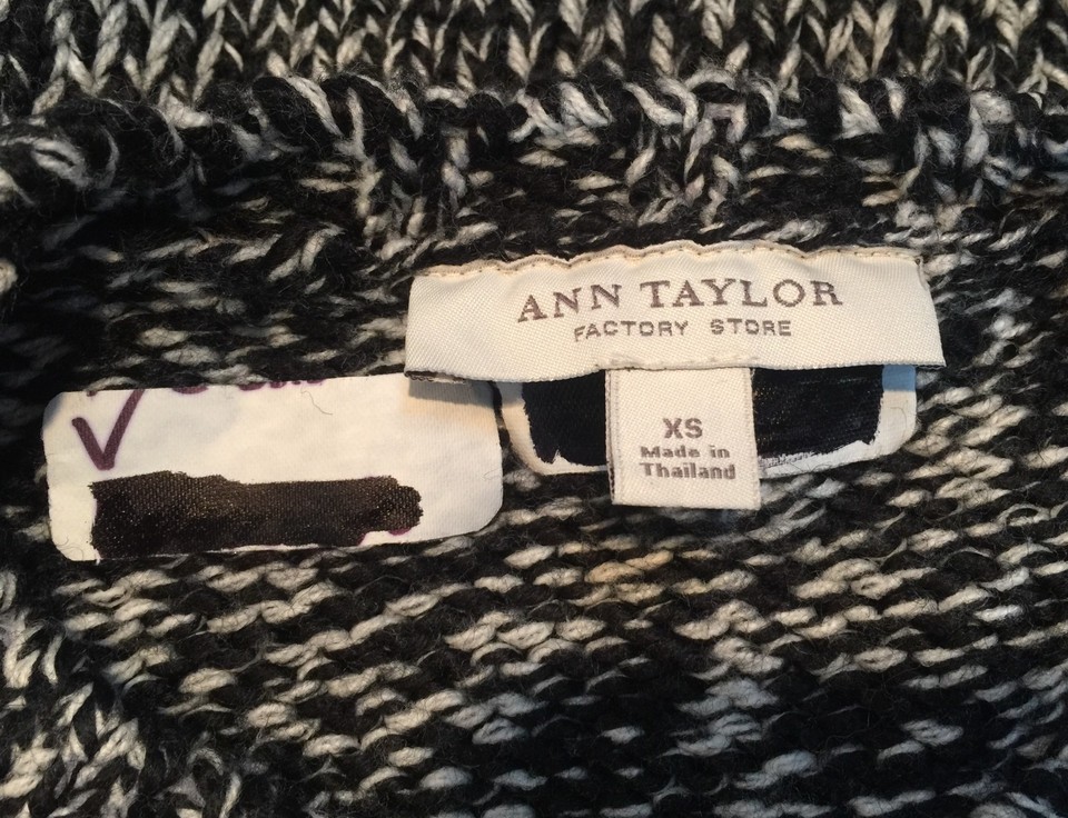 Ann Taylor Factory Store Crewneck Ragg Sweater Black & White Size XS | eBay