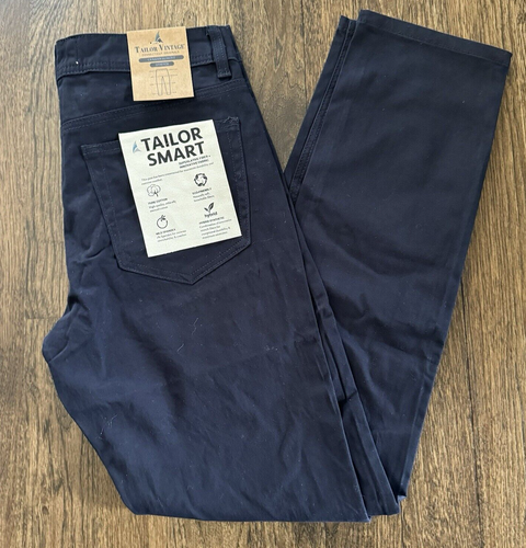Tailor Vintage NWT Mens 38x32 Tailor Smart Pants Navy Blue Canaan Slim ...