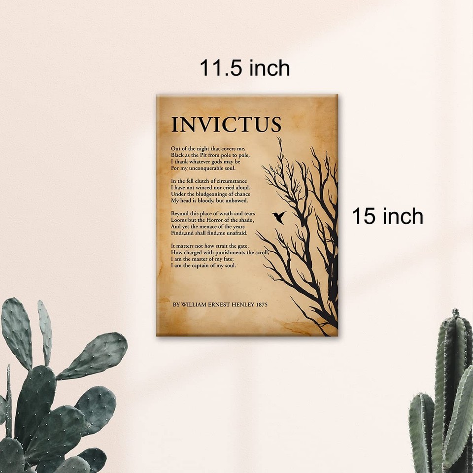 Retro Wall Art Invictus Out of the Night Canvas Print Inspirational ...