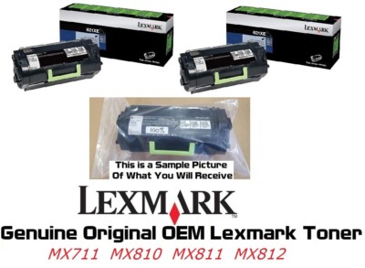 2 Half New Genuine 62D1X0E 621XE Toner MX711 MX810 MX811 MX812 55% & 45 ...