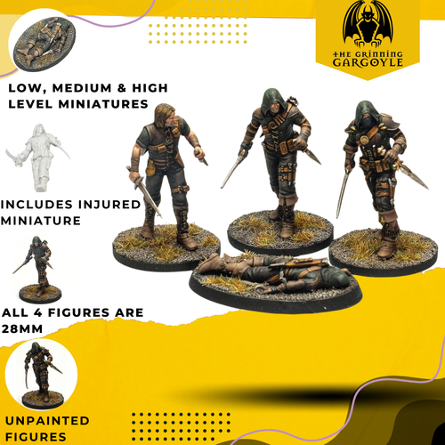 Rogue Miniature x4 RPG DnD Thief Scout Dungeons and Dragons Figures D&D ...