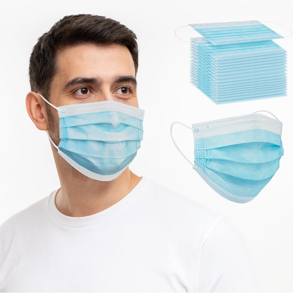 100 PCS 3- Ply Disposable Face Mask Protective Ear Loop Non Medical ...