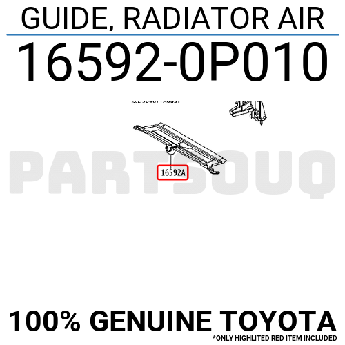 165920P010 Genuine Toyota GUIDE, RADIATOR AIR 16592-0P010 | eBay