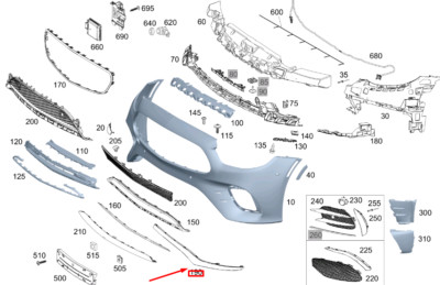 MERCEDES-BENZ E C238 FRONT LEFT BUMPER MOLDING TRIM A2138852103 NO DUTY ...