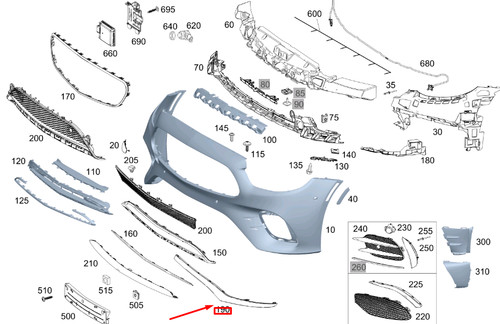 MERCEDES-BENZ E C238 FRONT LEFT BUMPER MOLDING TRIM A2138852103 NO DUTY ...