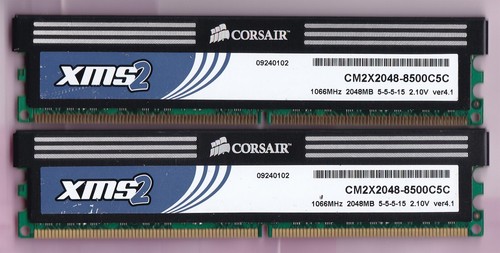 4GB 2x2GB PC2-8500 CORSAIR XMS2 CM2X2048-8500C5C DDR2-1066 RAM MEMORY ...
