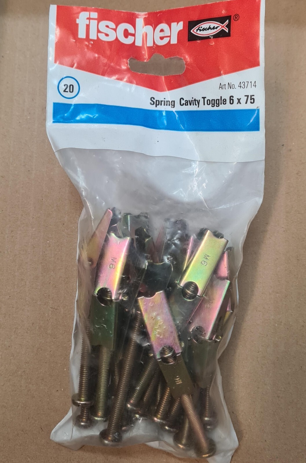 Plasterboard Spring Cavity Toggle 6 X 75. Pack 20. Part No 43714 ...