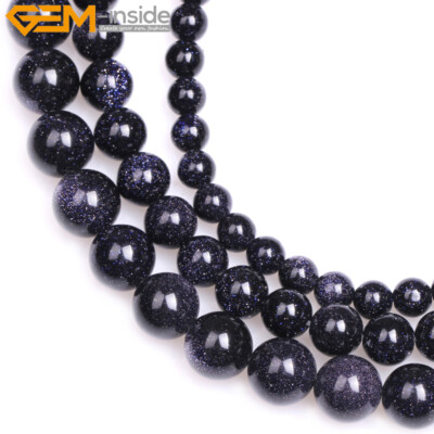 Round Blue Sandstone Stone Beads For Jewelry Making Strand 15 ...