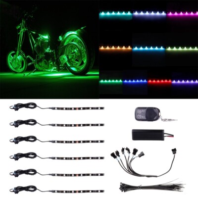 6pcs RGB Motorcycle LED Light Kit Flexible Strips Motorcycle Atmosphere ...