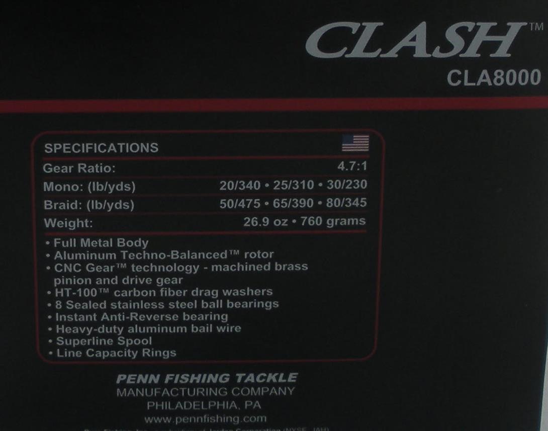 Penn Clash 8000 Saltwater Fishing Spinning Reel CLA8000 for sale online ...