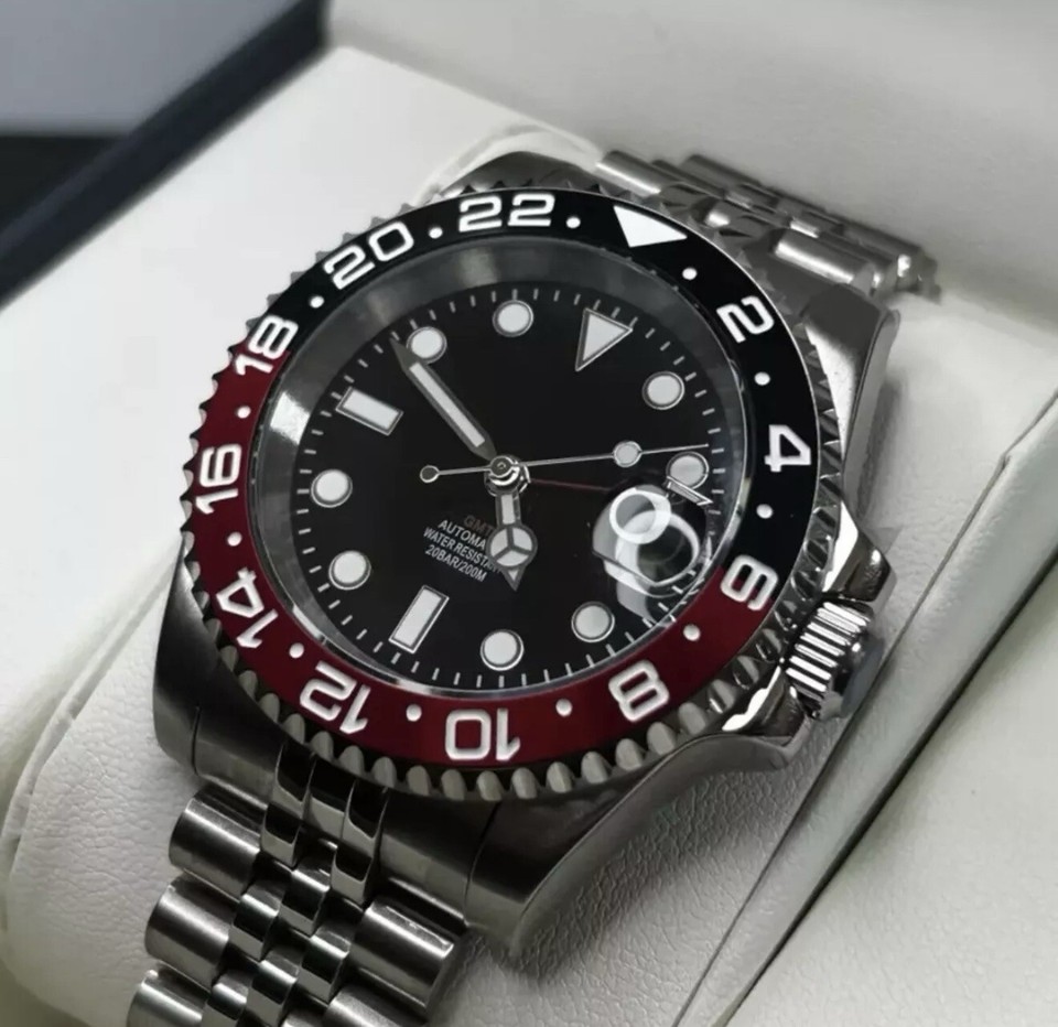 Custom 40mm "Coke" GMT Style Sub Mod Watch Jubilee Bracelet w/ NH34 ...