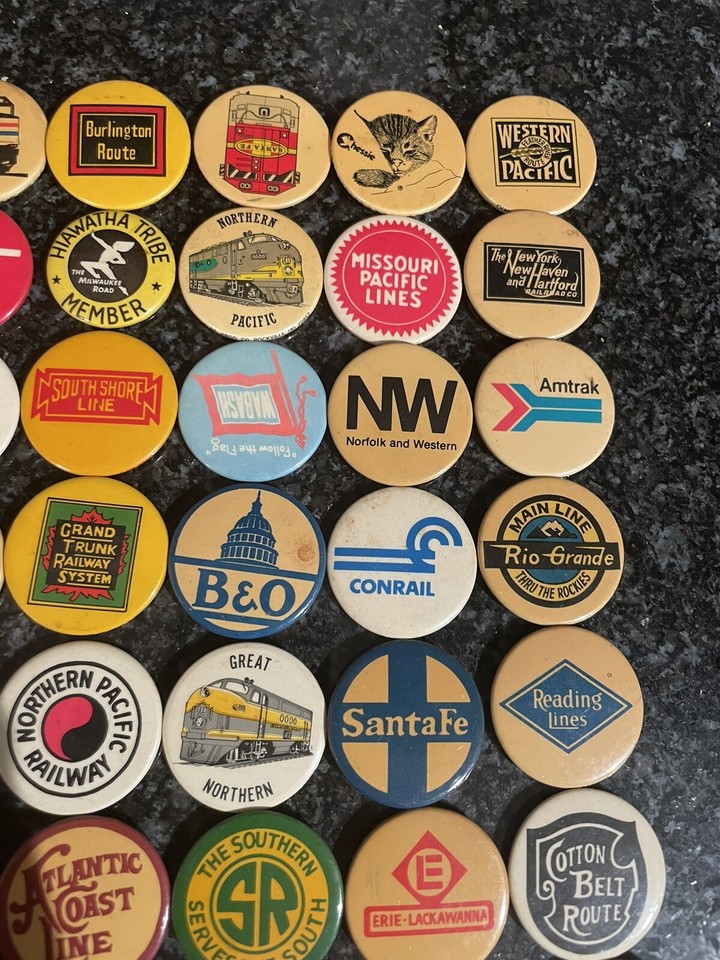Vintage Lot Of 75+ Railroad Pinback Buttons & Badges. Old Rare Railroad ...