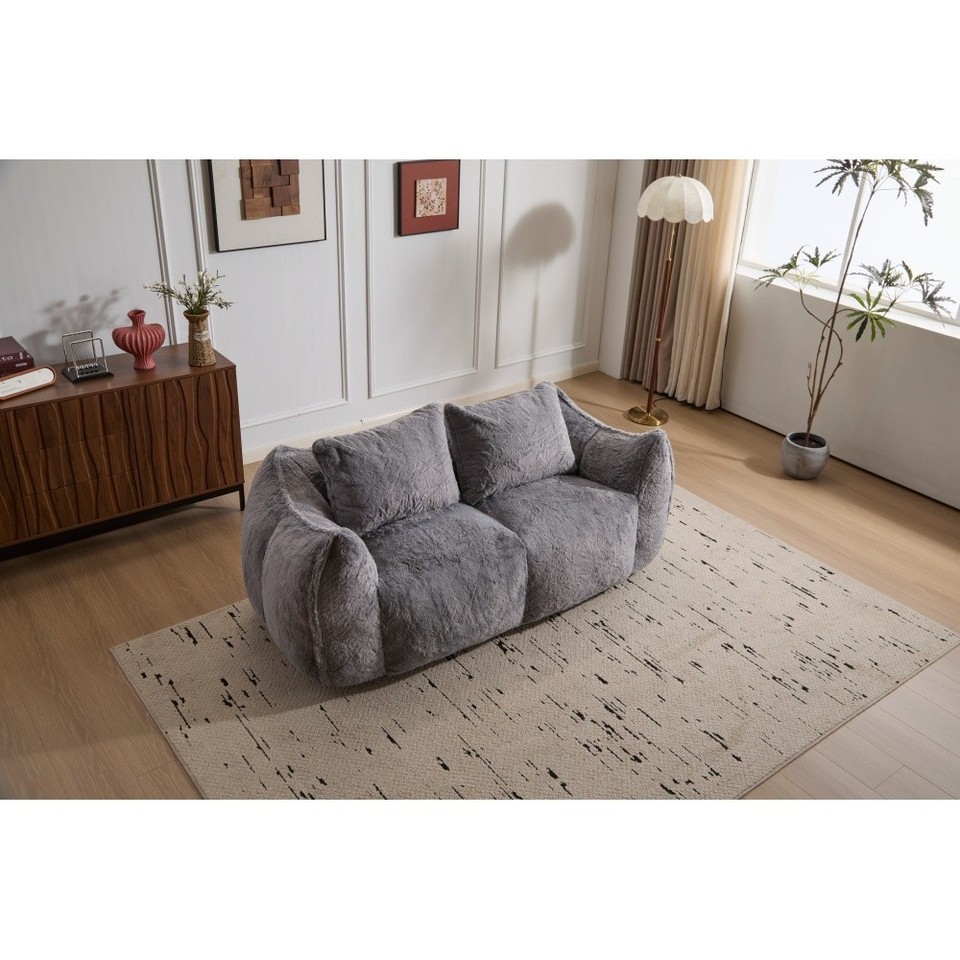 Giant Bean Bag Couch for Adults Ultra Soft Fluffy Loveseat Bean Bag ...