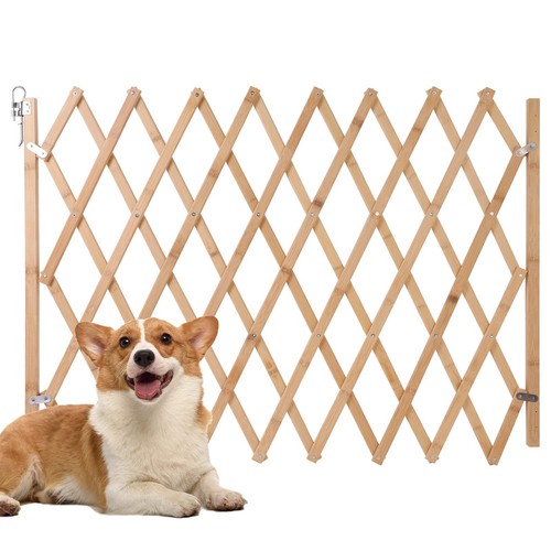 Expandable Accordion Dog Gate, Wooden Accordian Expansion Dog Gates for ...