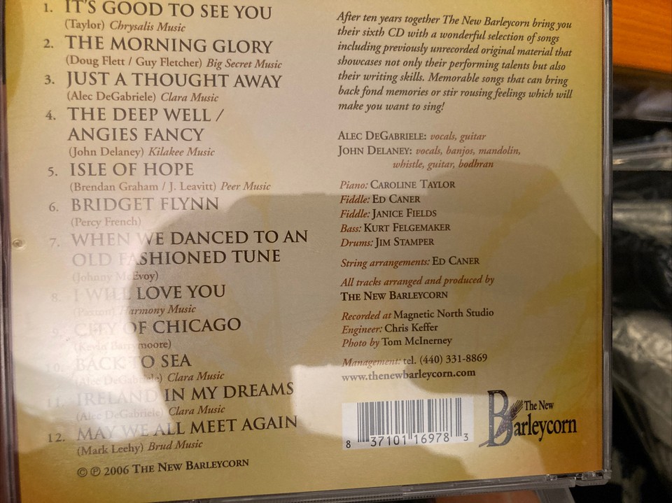 The New Barleycorn CD It's Good To See You John Delaney Alec DeGabriele ...