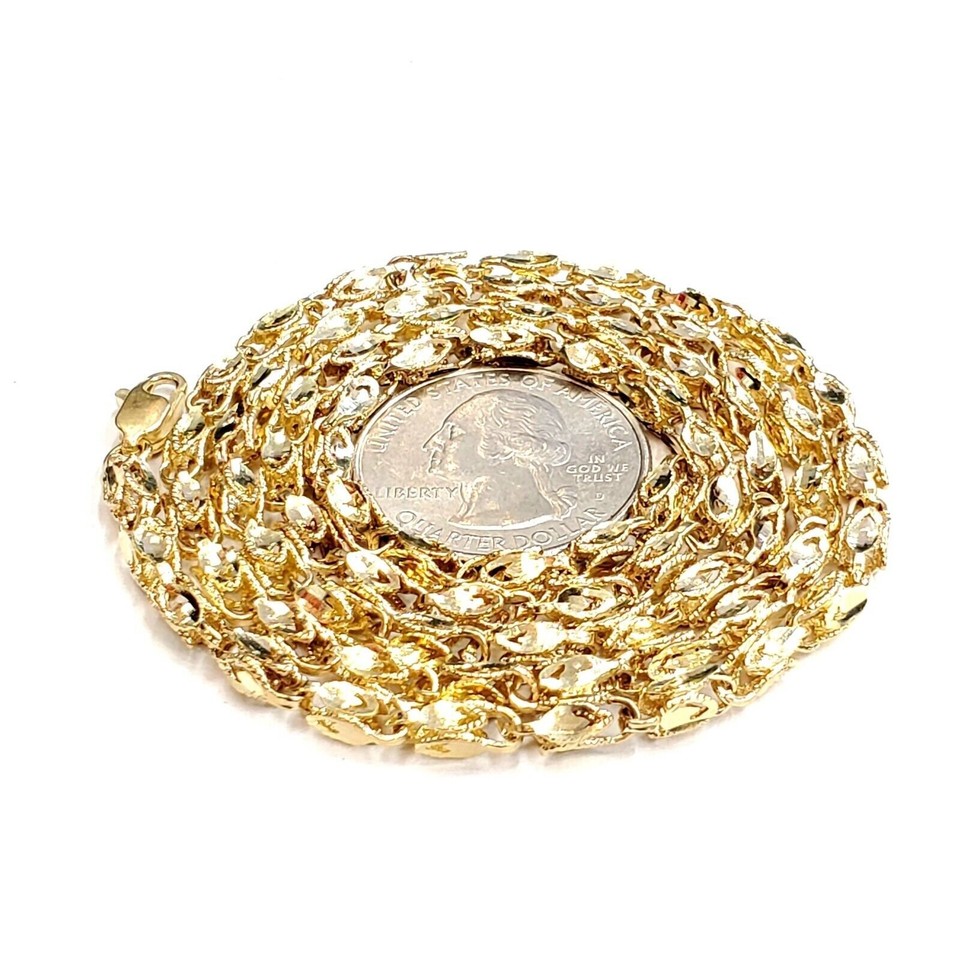 10K real yellow gold 3.75mm Turkish chain Necklace gift fine jewelry 24 ...